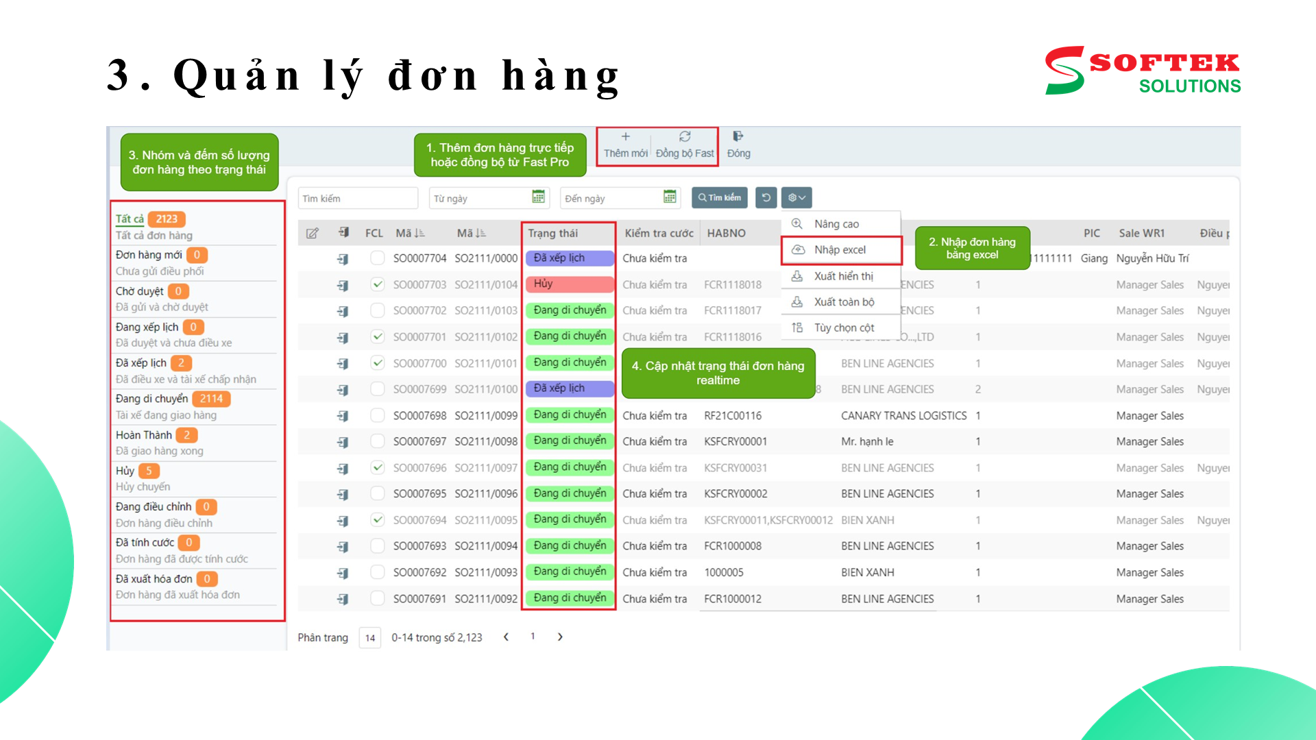 Giải pháp Quản lý vận tải TMS | Phần mềm quản lý Forwarder | FAST PRO ...